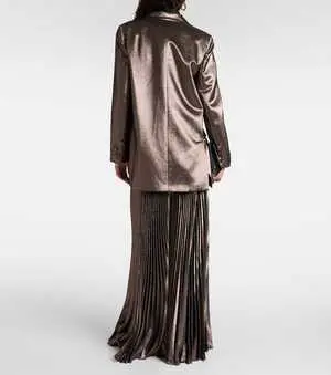 Max Mara Edro Silk-blend Lamé Blazer - Neutrals