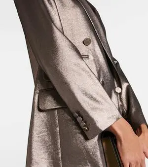 Max Mara Edro Silk-blend Lamé Blazer - Neutrals