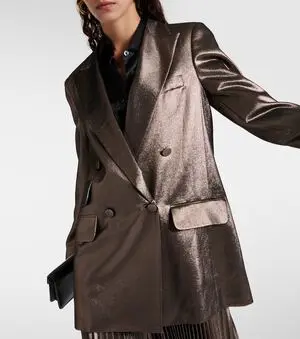 Max Mara Edro Silk-blend Lamé Blazer - Neutrals