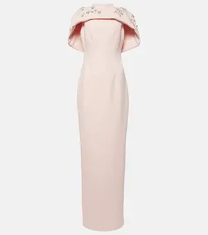 Safiyaa Embellished Caped Crêpe Gown - Pink