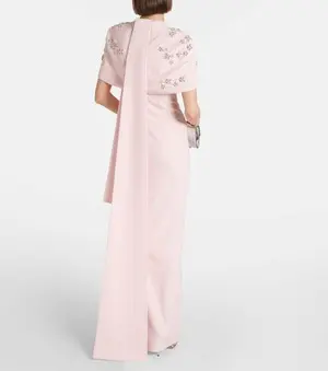 Safiyaa Embellished Caped Crêpe Gown - Pink