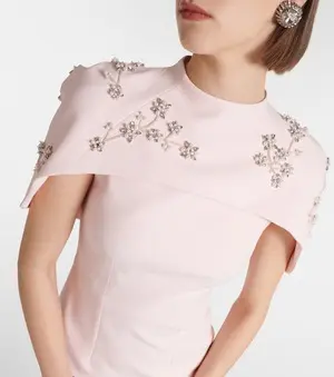 Safiyaa Embellished Caped Crêpe Gown - Pink