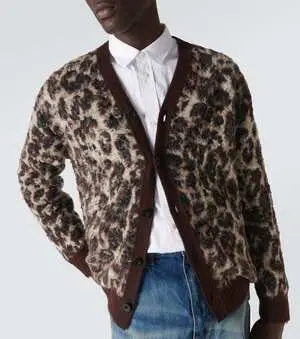 Junya Watanabe Leopard-print Jacquard Cardigan