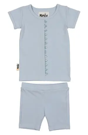 MANIÈRE Floral Triangle Trim Top & Shorts Set Baby Blue