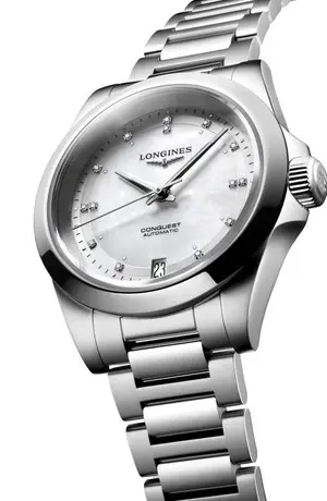 LONGINES Conquest Automatic Mother-of-pearl Diamond Dial Stainless Steel Watch - Silver