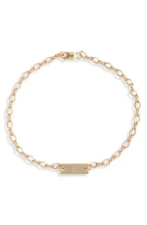 NASHELLE Nashelle Hadley Initial Bar Bracelet Yellow Gold Fill - E