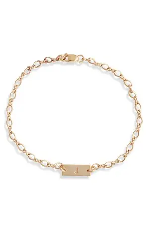 NASHELLE Hadley Initial Bar Bracelet - Yellow Gold Fill - J