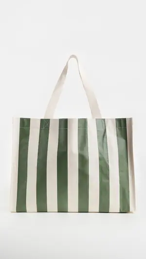 SUNNYLIFE Carryall Beach Tote - Olive Stripe