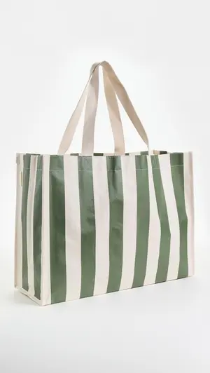 SUNNYLIFE Carryall Beach Tote - Olive Stripe