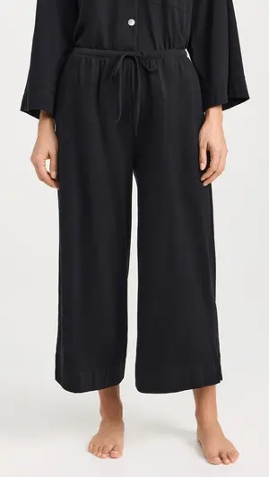 PETITE PLUME Luxe Pima Wide Leg Pajama Set - Black