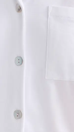 PETITE PLUME Luxe Pima Wide Leg Pajama Set - White