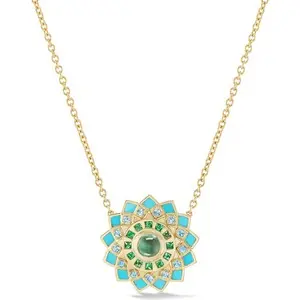 ORLY MARCEL Mini Temple Inlay Mandala Necklace - Turquoise