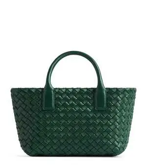 Bottega Veneta Mini Leather Cabat Top-handle Bag - Green