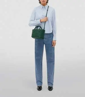 Bottega Veneta Mini Leather Cabat Top-handle Bag - Green