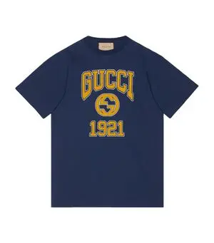 Gucci Cotton Jersey Logo 1921 T-Shirt - Blue | Editorialist