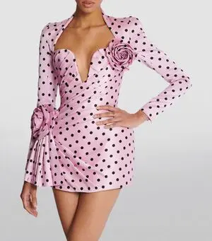 Balmain Cotton Polka-dot Rose Mini Dress