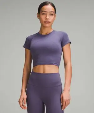 Lululemon Swiftly Tech Cropped Short-Sleeve Shirt 2.0 Nightfall/nightfall