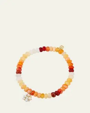 SYDNEY EVAN 14k Gold Charm And Fire Opal Beaded Bracelet