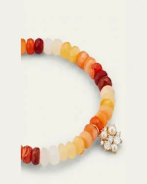 SYDNEY EVAN 14k Gold Charm And Fire Opal Beaded Bracelet