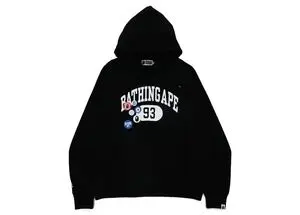 A BATHING APE Badge Motif Loose Fit Pullover Hoodie - Black