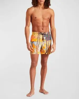 Vilebrequin Impressionist Print Swim Trunks - Maize