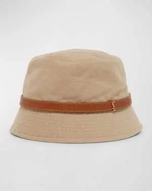 Saint Laurent Saint Laurent Canvas Bucket Hat With YSL Leather Band Beige Light Brown