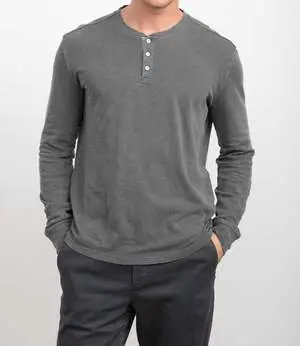 Rails Skhi Henley Shirt In Washed Black - Grey