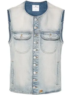 COURREGES Logo-embroidered Denim Vest