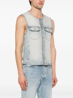 COURREGES Logo-embroidered Denim Vest