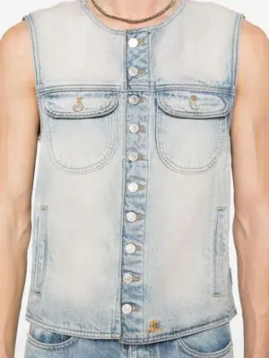 COURREGES Logo-embroidered Denim Vest