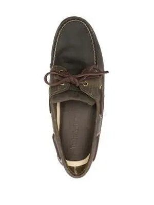 Timberland Logo-embossed Leather Boat Shoes - Green