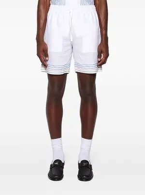 Casablanca Stripe-embroidered Linen Shorts - White