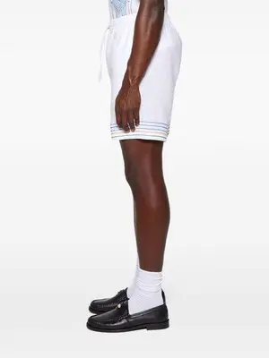 Casablanca Stripe-embroidered Linen Shorts - White