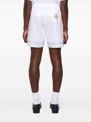 Casablanca Stripe-embroidered Linen Shorts - White
