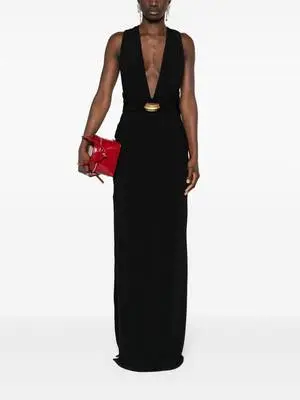 TOM FORD Plunging-neck Sleeveless Gown - Black