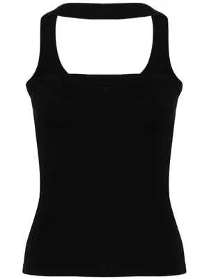COURREGES Logo-embroidered Top - Black