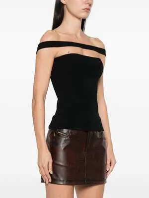 COURREGES Logo-embroidered Top - Black