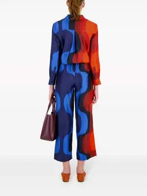 PAULA Sonia Wave-print Silk Trousers
