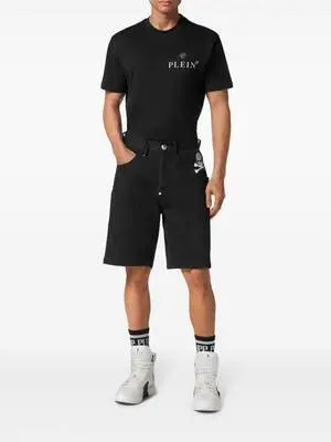 Philipp Plein Skull-embroidered Denim Shorts
