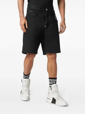 Philipp Plein Skull-embroidered Denim Shorts