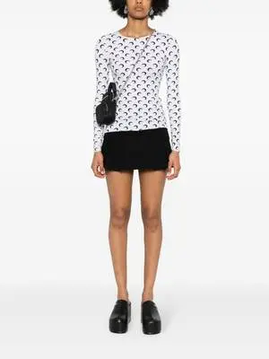 MARINE SERRE Moon Print Long Sleeve Crewneck Top - White
