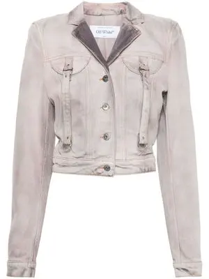 Off-white Notched Lapel Jackets For Women