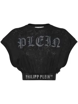 Philipp Plein Crystal-embellished Cropped T-shirt