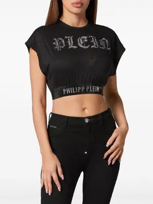 Philipp Plein Crystal-embellished Cropped T-shirt