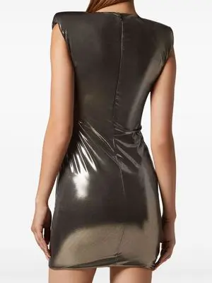 Philipp Plein Shoulder-padded Lamé Mini Dress