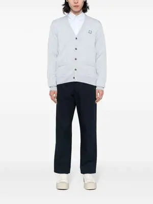 Maison Kitsuné Fox Head-appliqué Wool Cardigan - Blue