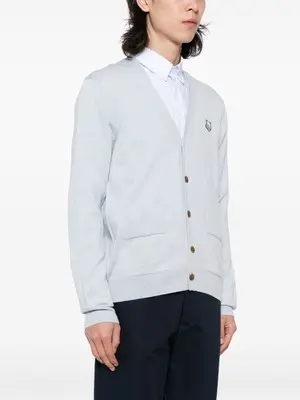 Maison Kitsuné Fox Head-appliqué Wool Cardigan - Blue