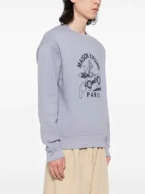 Maison Kitsuné Racing Fox Cotton Sweatshirt - Blue