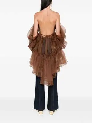 Zimmermann Sheer Silk Ruffled Blouse