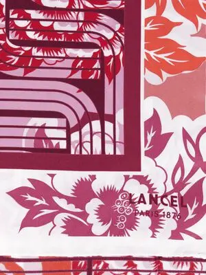 LANCEL Pivoine Optical-print Silk Scarf - Red